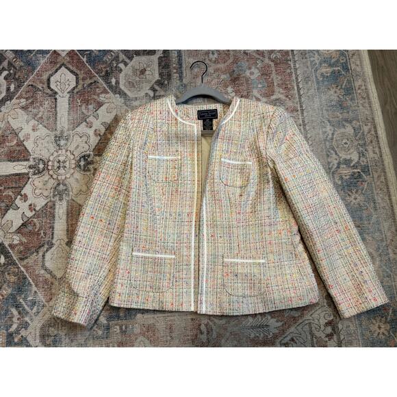 Laura Scott | Jackets & Coats | Laura Scott Cream Multicolor Tweed ...